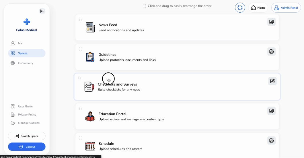 Admin - Content Management Overview | Eolas Medical | Help Center